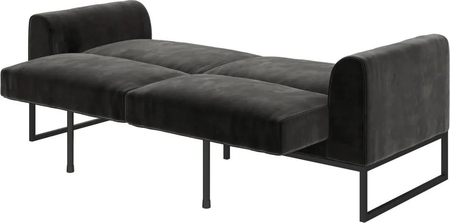 Černá sametová polohovací/rozkládací pohovka 217 cm Adley - II. jakost – CosmoLiving by Cosmopolitan