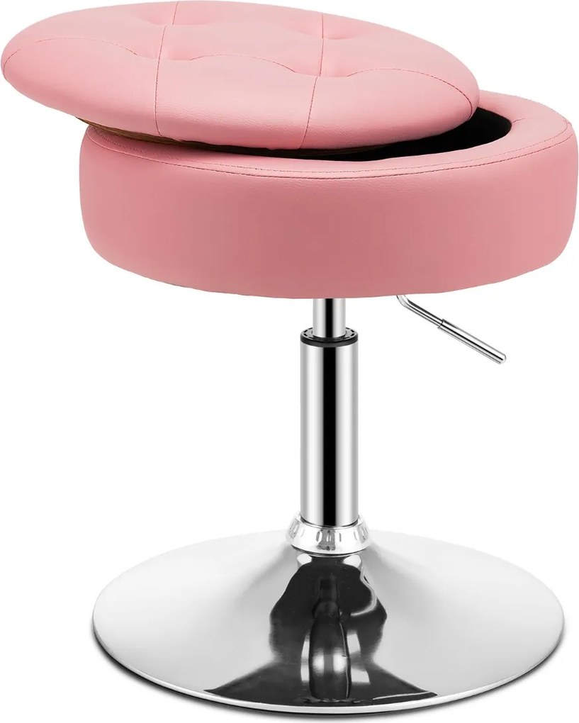 Costway Stolička na make-up s úložným prostorem otočná o 360° taburetka z umělé