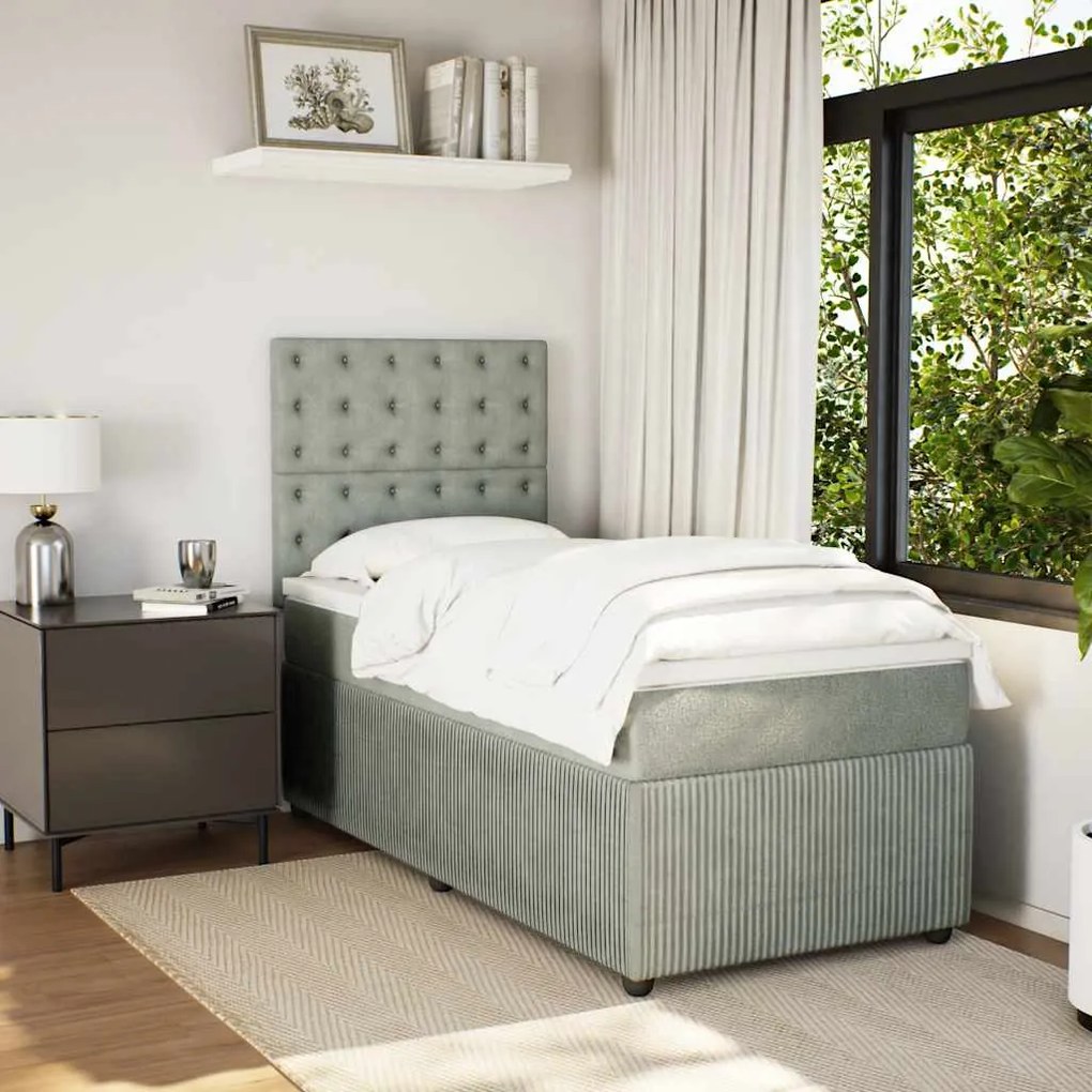 Box spring postel s matrací světle šedá 100x200 cm samet 3292274