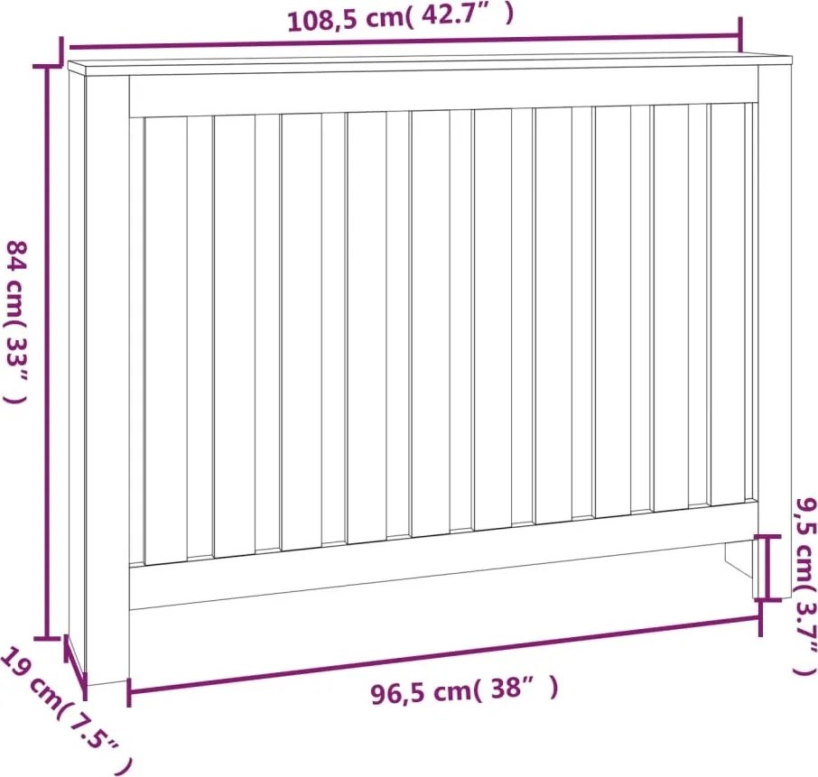 vidaXL Kryt na radiátor 108,5x19x84 cm masivní borové dřevo [822575] Barva: Bílá