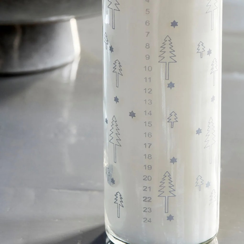 Adventní svíčka s čísly ve skle výška 21 cm House Doctor - bílá