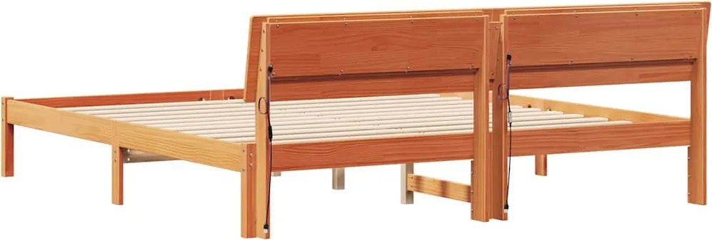 Rám postele s čelo Hnědá 200 x 200 cm Masivní borové dřevo 3385744