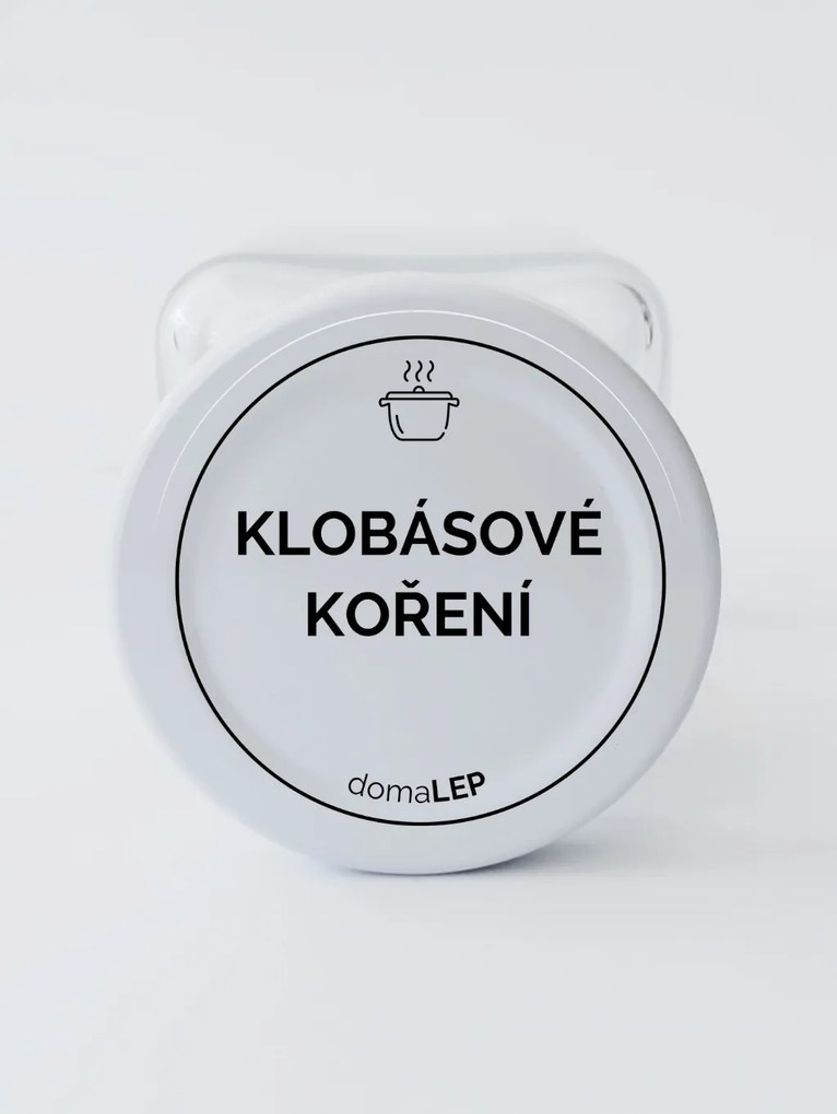 Samolepka na kořenky KLOBÁSOVÉ KOŘENÍ průhledná 5 cm tučné písmo