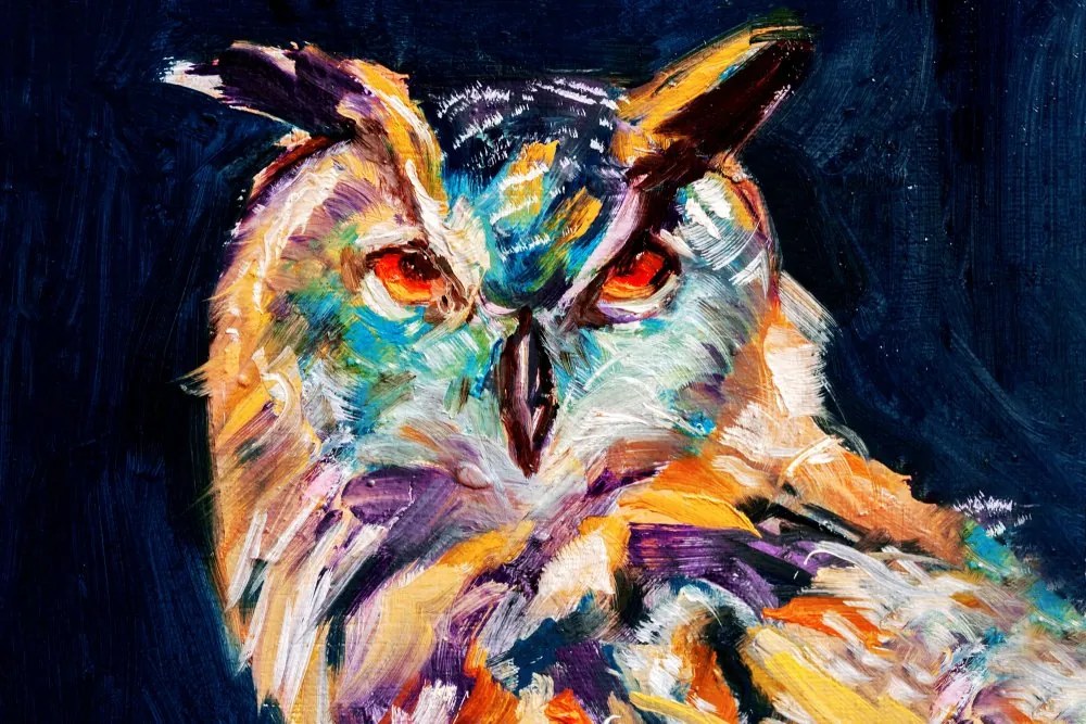 Obraz Sova Jako Malovaná Nedostatek Nedostatek Plátno Canvas 120x80