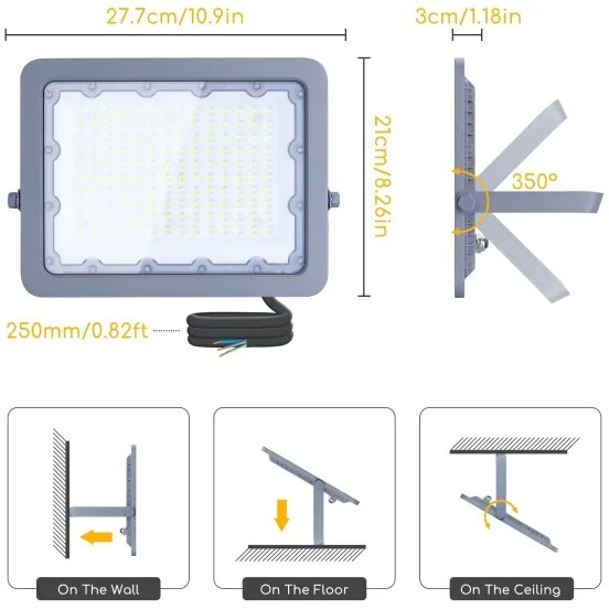 Aigostar - LED Reflektor LED/100W/230V šedá 4000K IP65