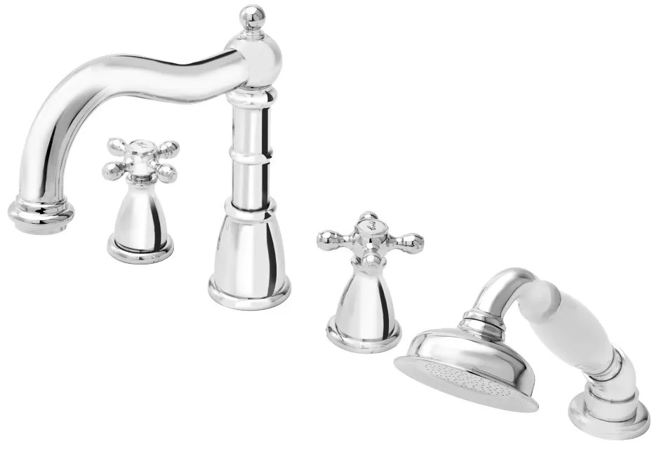 F-Design Lacrima, 4-otvorová vanová baterie, chrom lesklý-bílá, FD1-LRA-11A-11