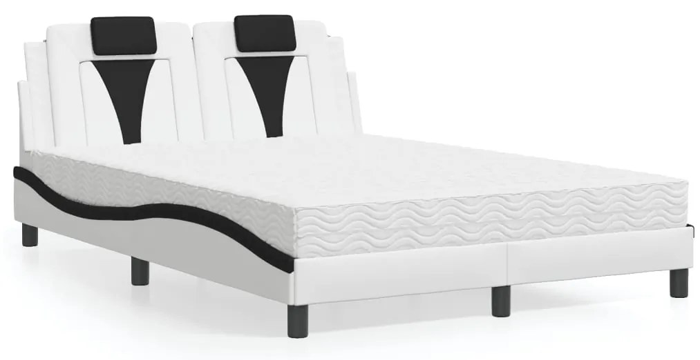 Postel Viana s matrací bílá a černá 140 x 190 cm umělá kůže 3208795
