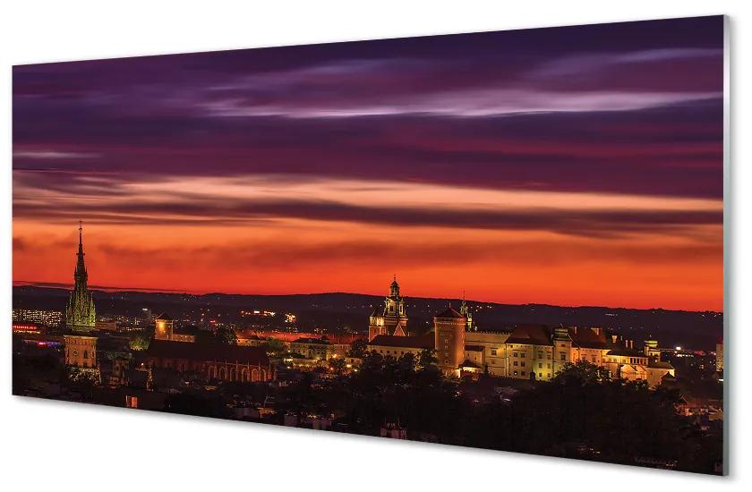 akrylový obraz Krakov noční panorama 100x50 cm