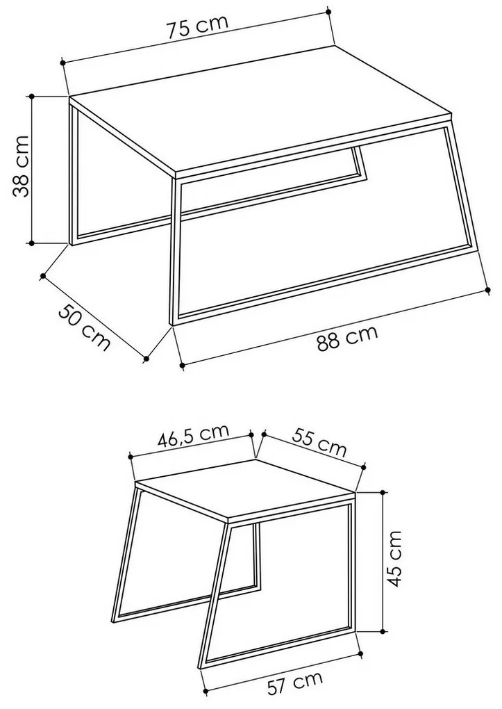 Sada konferenčních stolků Orta Black and Anthracite, 2 ks