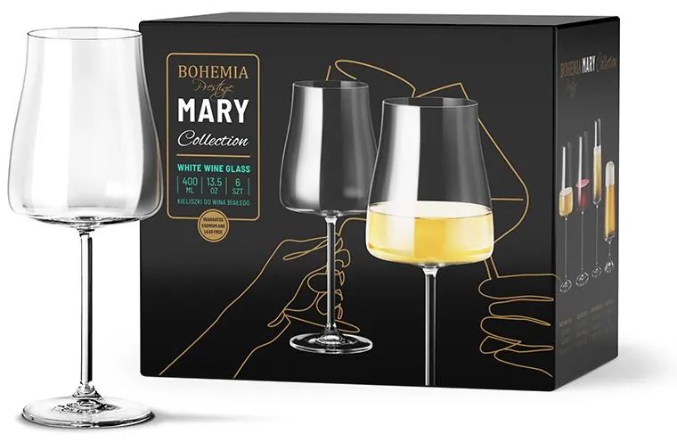 BOHEMIA PRESTIGE MARY SKLENICE NA BÍLÉ VÍNO 400ML SADA 6KS