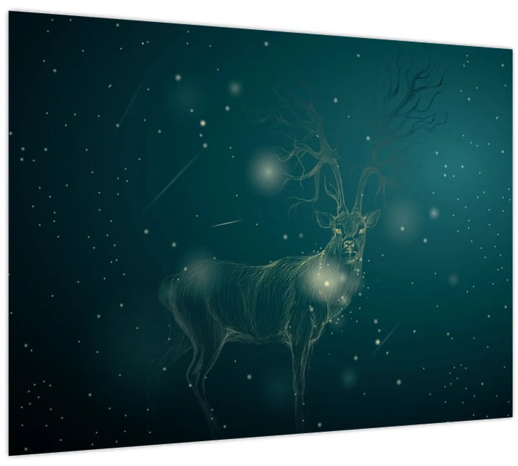 Obraz - Magický jelen v noci (70x50 cm)