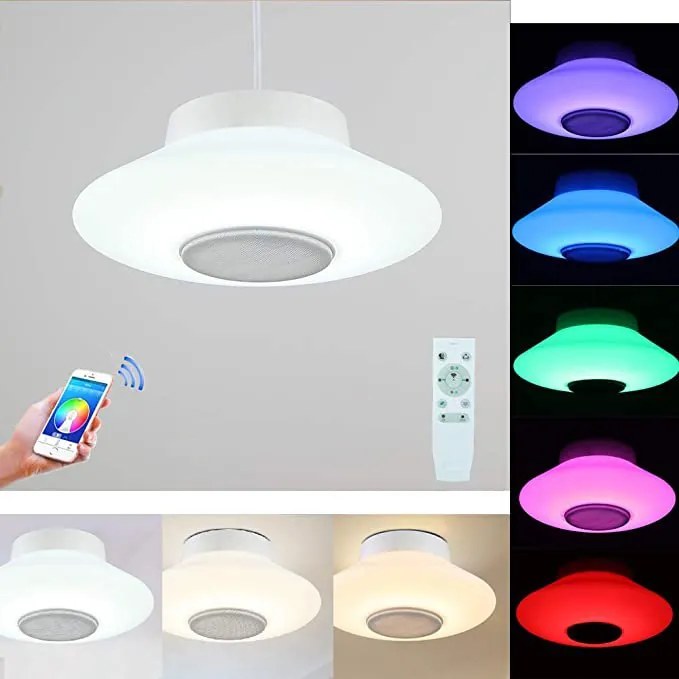 Stropní LED svítidlo s reproduktorem Horevo / Ø 30 cm / 30 W / RGB barvy / bílá