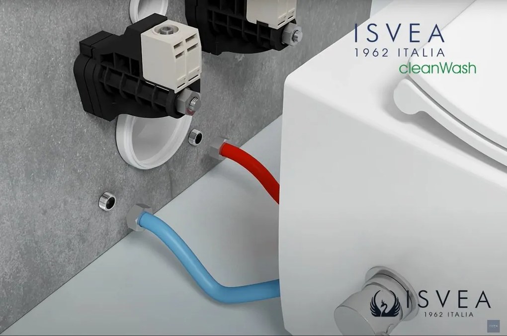 Isvea Infinity závěsná WC mísa integrovaná baterie a bidetová sprška 36,5 x 53 cm Rimless keramika bílá 10NFS9217I