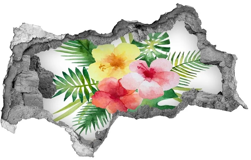 Wallmuralia Samolepící díra nálepka Hawajské květiny 95x73 cm