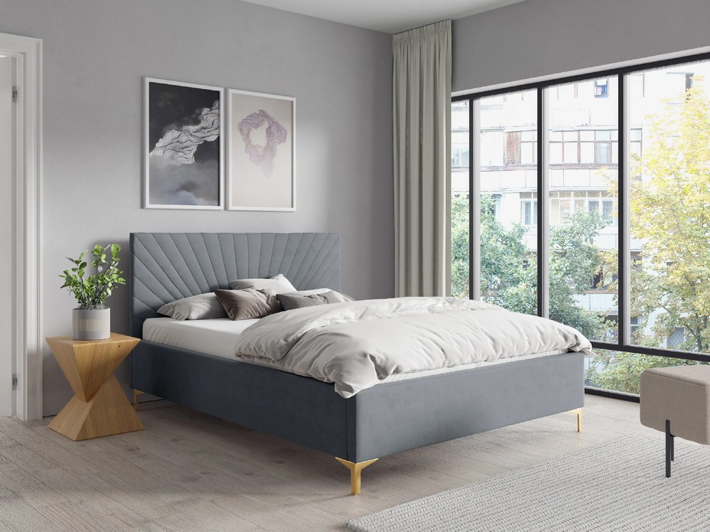 Eka Čalouněná postel AFRODITE+ 120x200 cm Barva látky Trinity: Černá (Trinity 2316), Úložný prostor: S kovovým rámem úložného prostoru