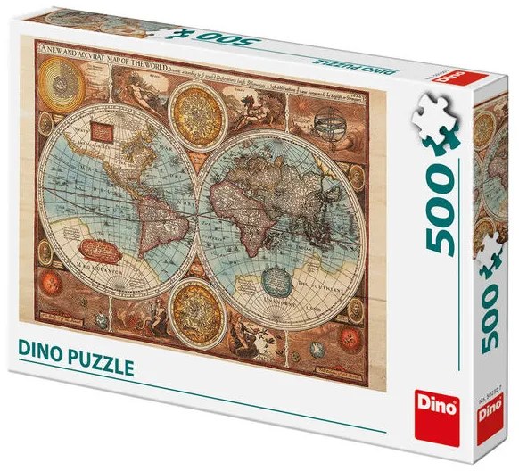 Dino Puzzle Mapa světa z roku 1626 - 500 dílků