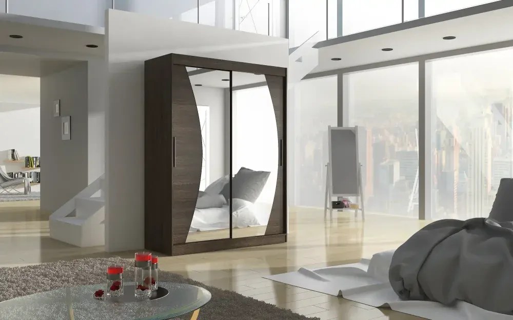 Skříň posuvná se zrcadlem MODESTO 150 choco