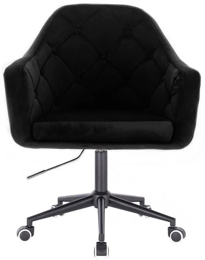 LuxuryForm DESIGN Otočné křeslo ANDORA VELUR na černé podstavě s kolečky - černé