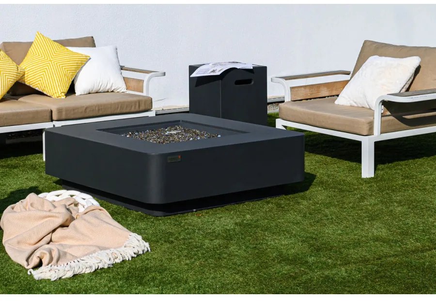 Luxusní stůl s plynovým ohništěm - BERGAMO - černý