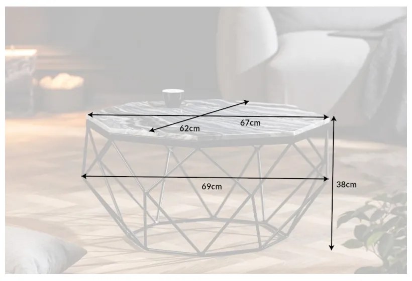 Massive home | Konferenční stolek DIAMOND NOBLES 69 CM šedý mramor