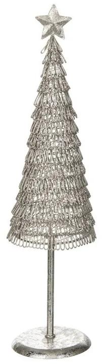Stříbrný třpytivý vánoční dekorativní stromek S - 10*10*39,5 cm