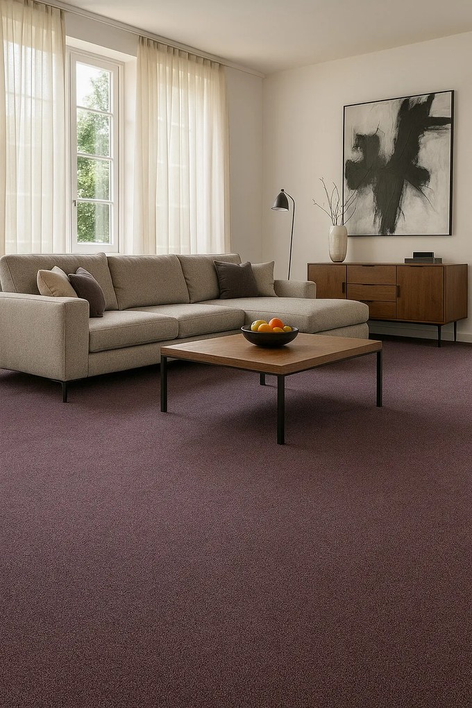 Tapibel, Metrážový koberec Cobalt SDN 64096 - AB tmavě fialový, zátěžový, na míru, šíře 4m, fialová, ab (mřížka), chodba / předsíň