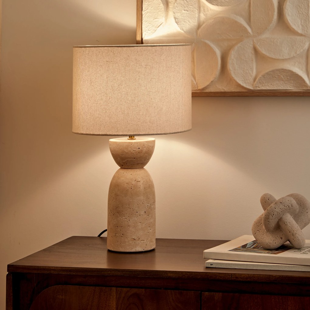 Stolní lampa s travertinovým podstavcem ERIN, Ø 28 x 47,5 cm