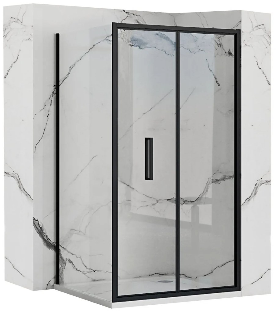 Rea Rapid Fold, sprchový kout se skládacími dveřmi 100x80cm, čiré sklo, černý profil, KPL-09904