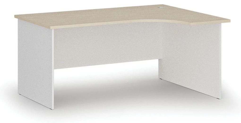 Rohový kancelářský psací stůl PRIMO WHITE, 160x120 cm, pravý, bílá/dub přírodní