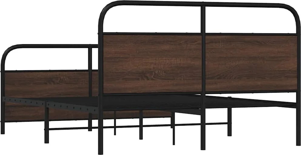 Kovový rám postele bez matrace hnědý dub 160 x 200 cm 3318664