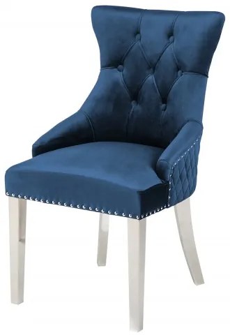 Královsky modrá sametová židle se lví hlavou Castle Deluxe