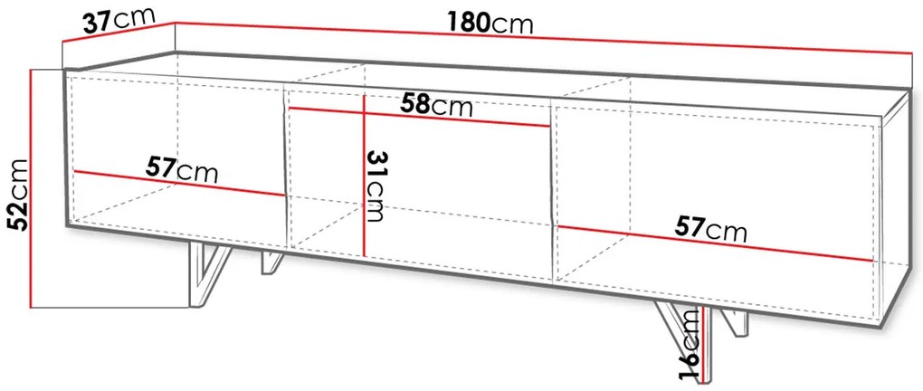 TV stolek ROANA - lesklý bílý / bílý