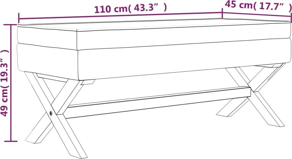 vidaXL Stolička s úložným prostorem 110x45x49 cm samet [344526] Barva: Šedá