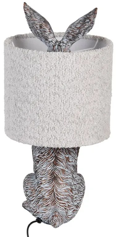 Hnědošedá stolní lampa králík s režným šedým stínidlem Konijn – 20x43 cm