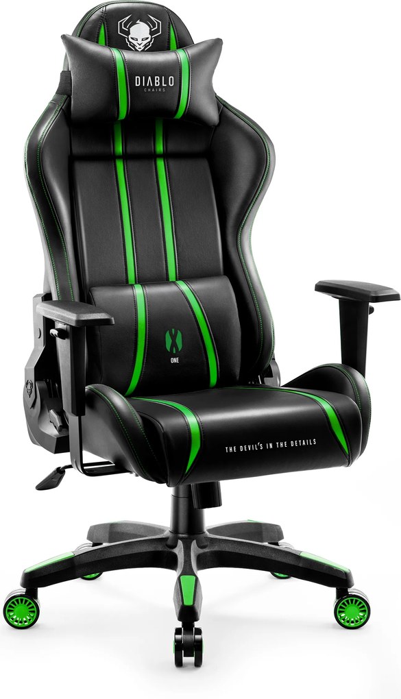 Herní křeslo z eko kůže Normal Size, černý-zelený: Diablo X-One 2.0