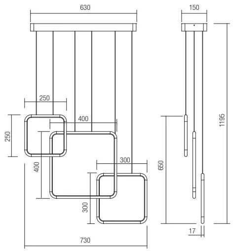Redo 01-2098 - LED Stmívatelný lustr na lanku THAI LED/66W/230V 3000K černá