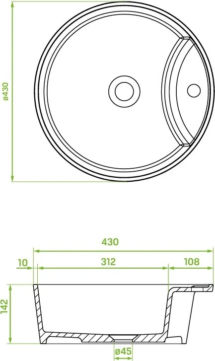 Laveo Cliff, granitové umyvadlo na desku 430x430x142 mm, šedá, LAV-VGC1510T