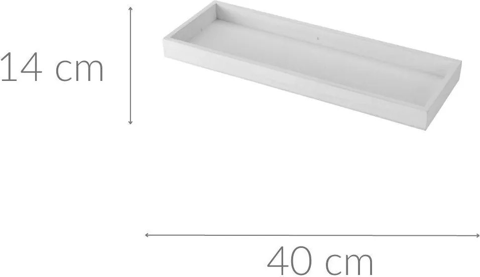 Dekorační dřevěný tác, 14 x 40 cm, bílá