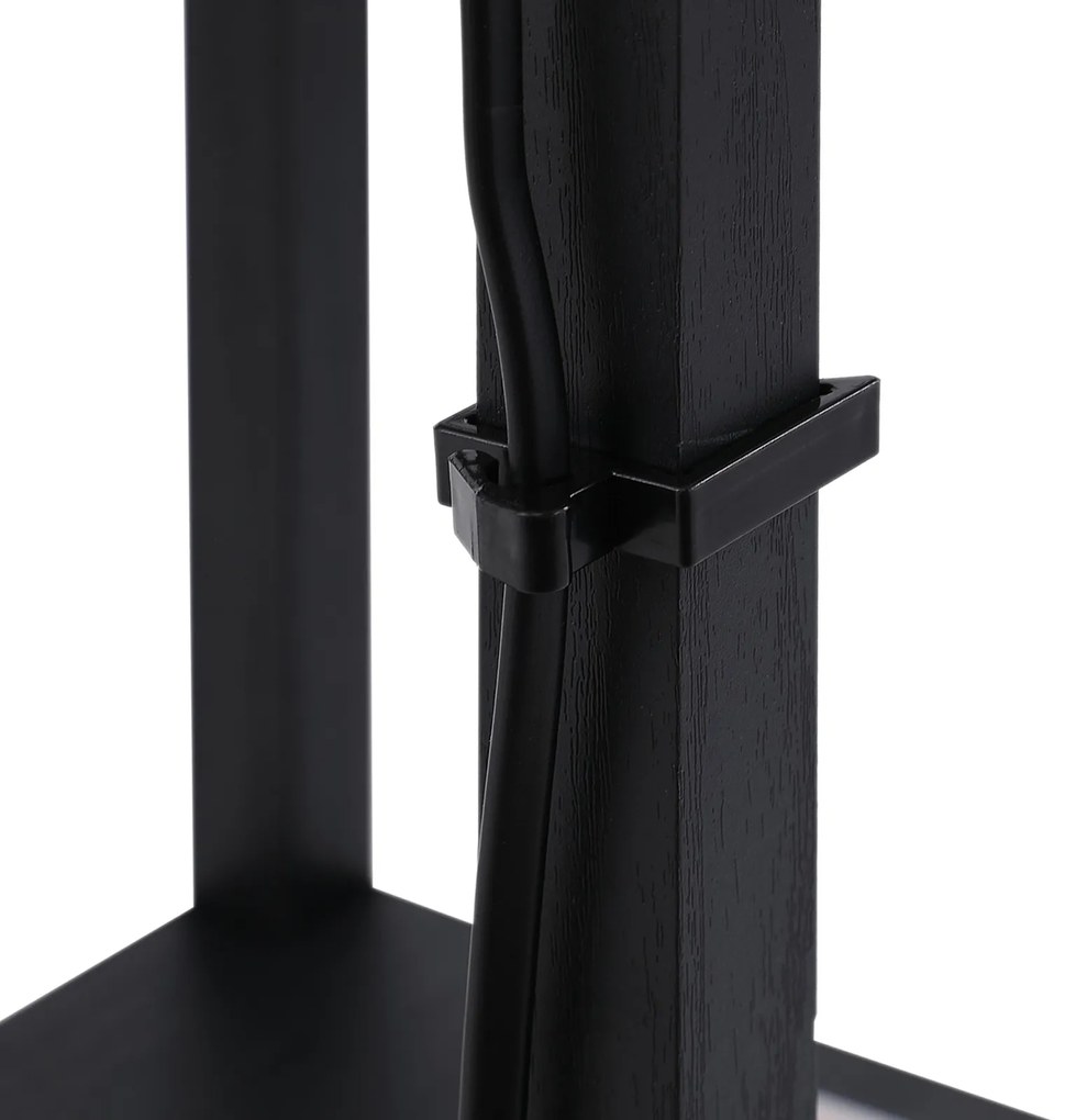 HOMCOM Stojací lampa s policemi Stojací lampa, interiérové osvětlení, E27, do 40W, do obývacího pokoje/ložnice, dřevo, černá, 26x26x160 cm| Aosom