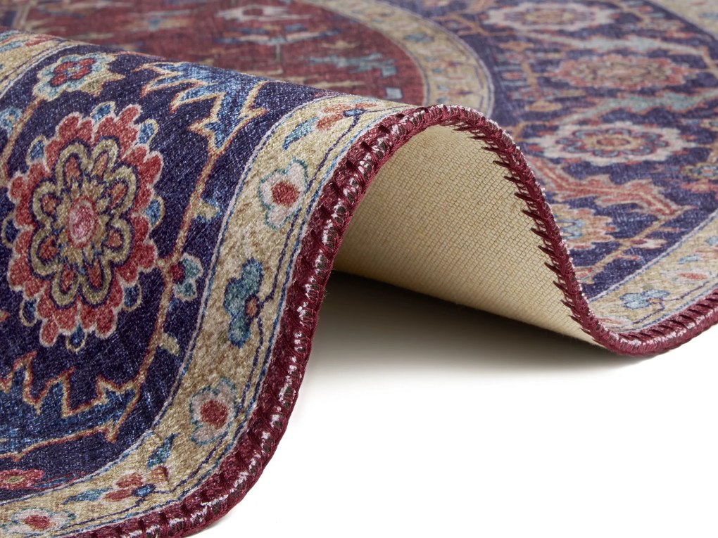 Hanse Home, Kusový koberec Asmar 104000 Plum/Red kruh, 160x160 (průměr) kruh, červená, chodba / předsíň