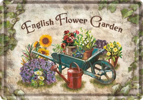 Postershop Plechová pohlednice - English Flower Garden