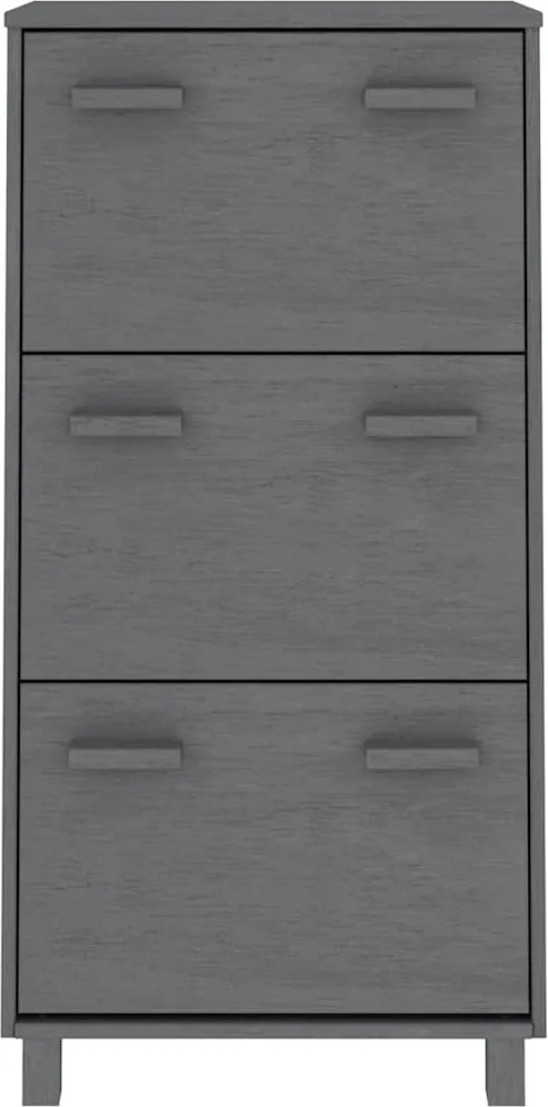 Botník HAMAR tmavě šedý 59,5 x 35 x 117 cm masivní borovice 340514