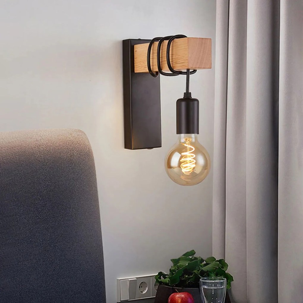 Toolight, nástěnná lampa 1xE27 APP972-1W LINE, černá-hnědá, OSW-03241