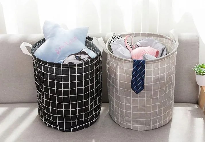 Šedý koš na hračky a prádlo CUBE