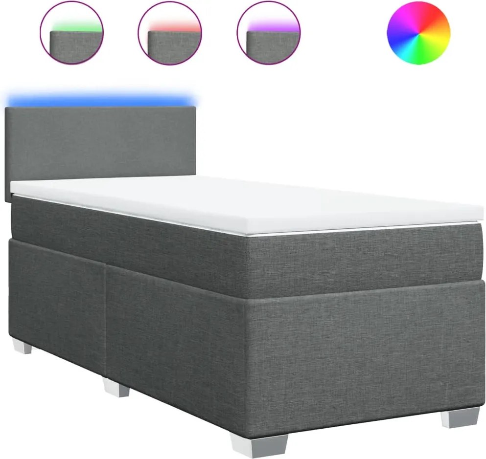 Box spring postel s matrací tmavě šedá 90x190 cm textil 3288037