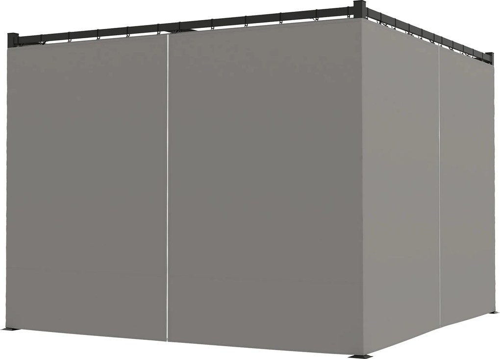 Outsunny skleněná Pergola se Stahovací Střechou 3x3 m se Sidelními Stěnami Voděodolný Polyesterový Kryt pro Zahradní Terasu | Aosom
