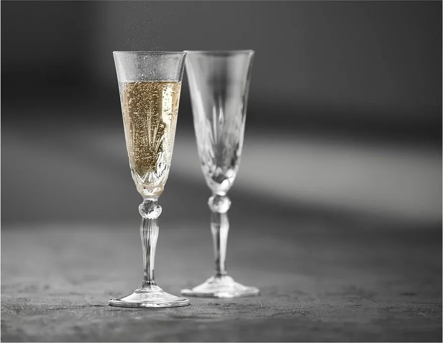 Křišťálové skleničky v sadě 4 ks na sekt 160 ml Melodia – Lyngby Glas