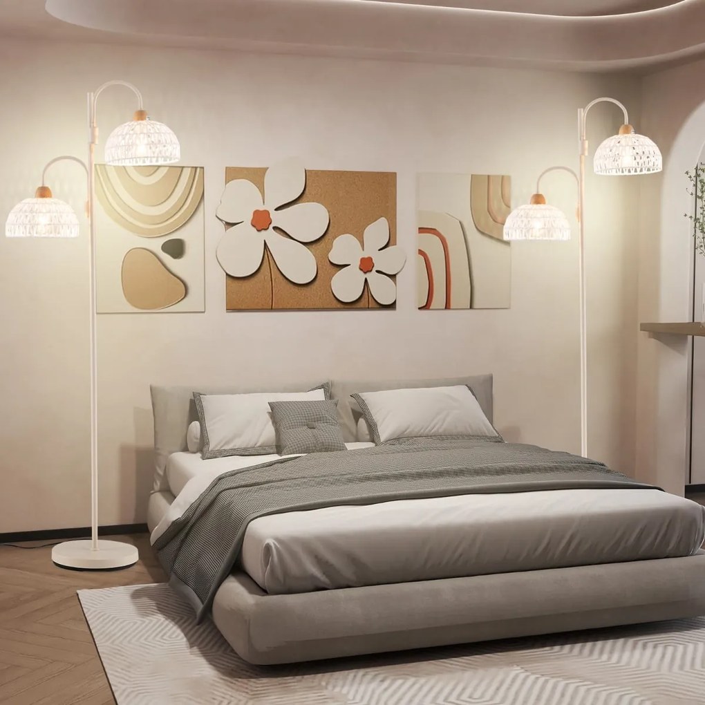 Costway Stojací lampa se 2 světly a nožním spínačem otočná stromová lampa o 350°