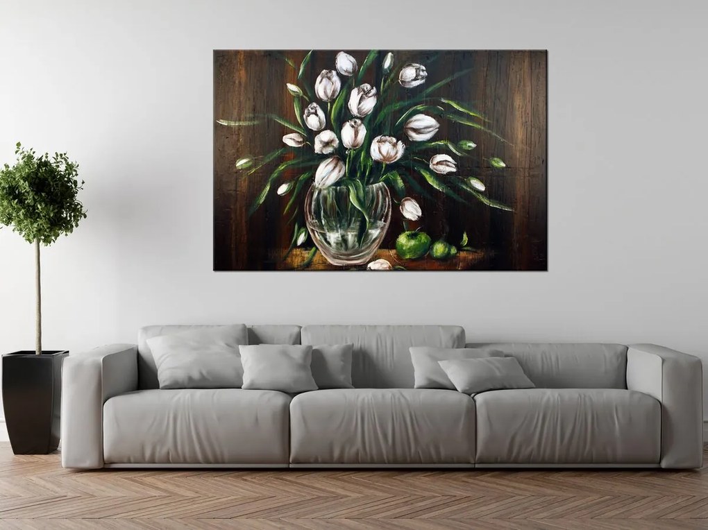 Gario Ručně malovaný obraz Malované tulipány Rozměry: 120 x 80 cm