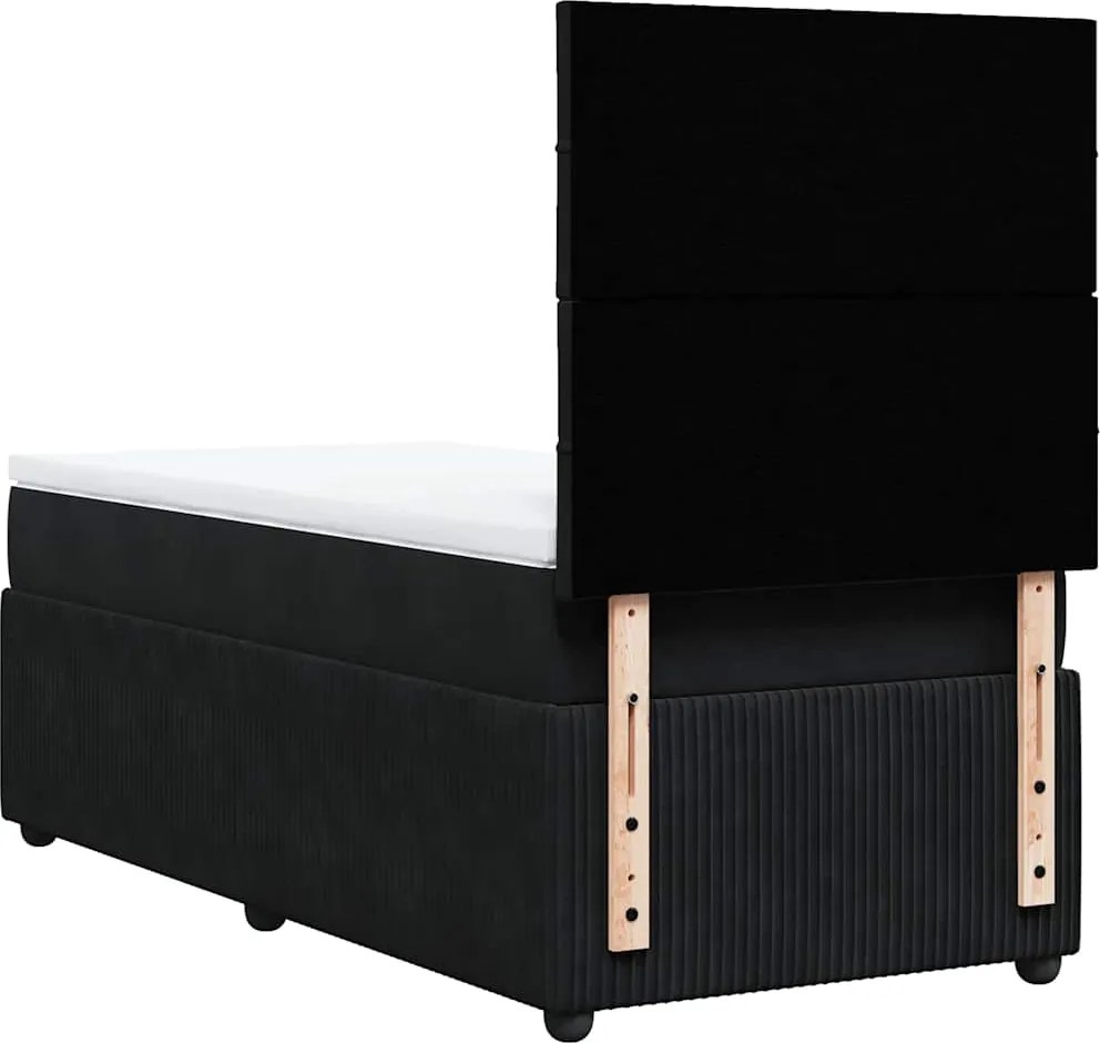 Box spring postel s matrací černá 90x200 cm samet 3292240
